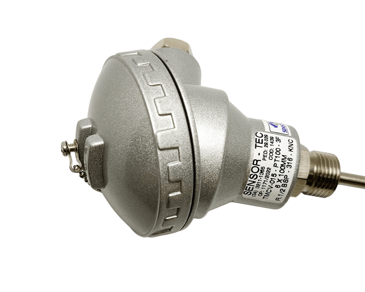 1439 - Sensor Tipo PT100 3F 6X100mm R 1/2BSP Cabeçote Grande - Sensor Tec